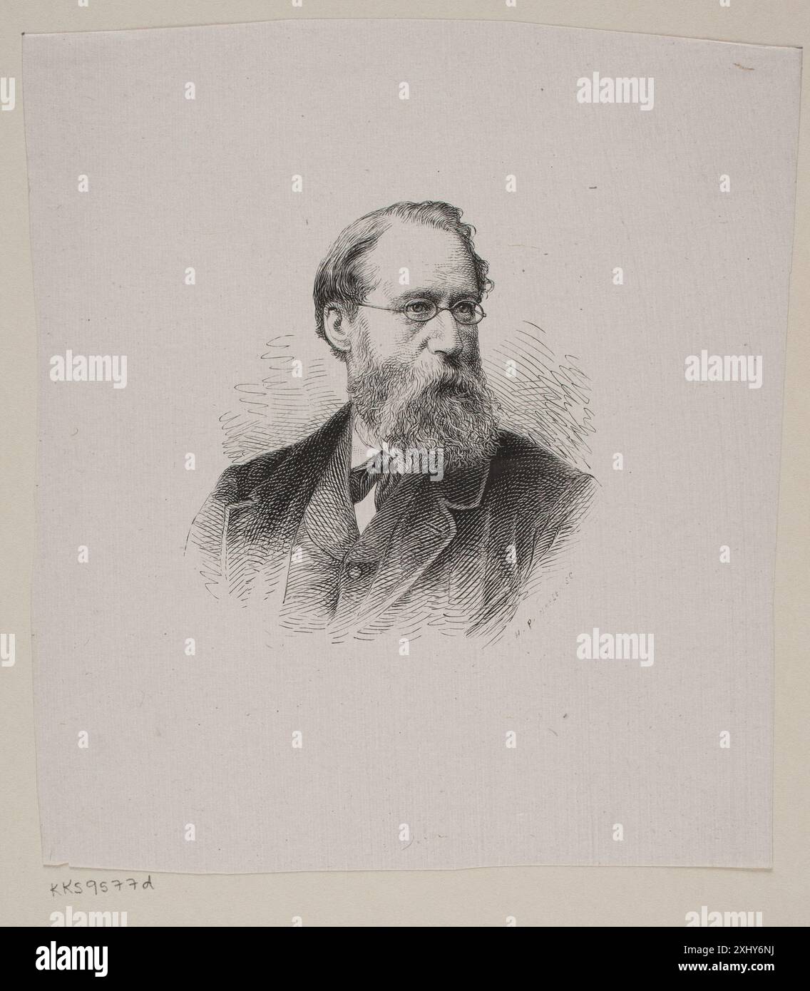 This xylograph by H.P. Hansen depicts Hans Gude, showing facial ...