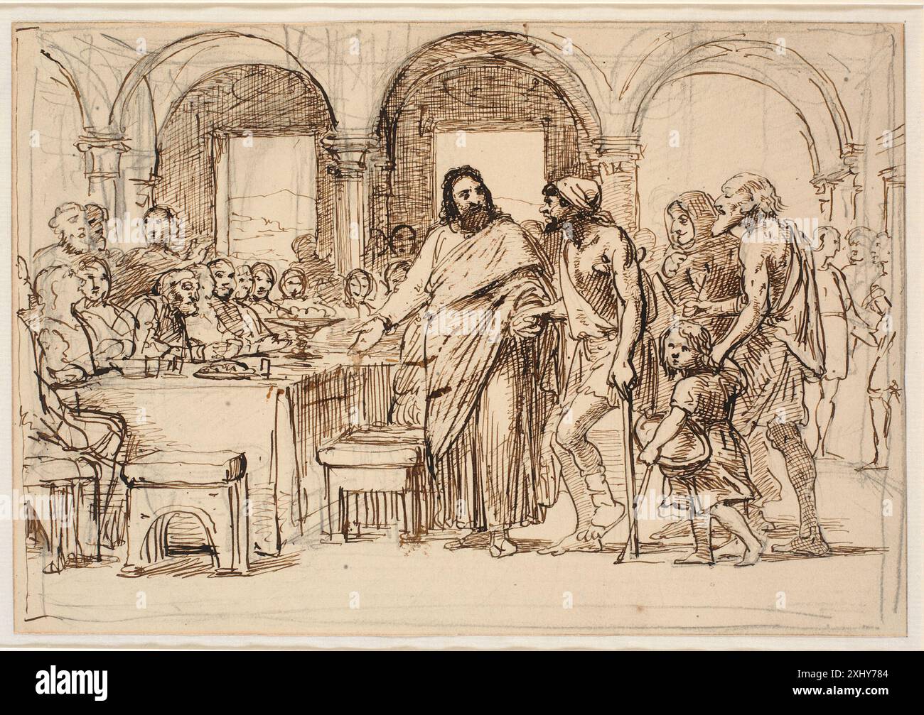 Drawing by Wilhelm Marstrand representing the parable of the great ...