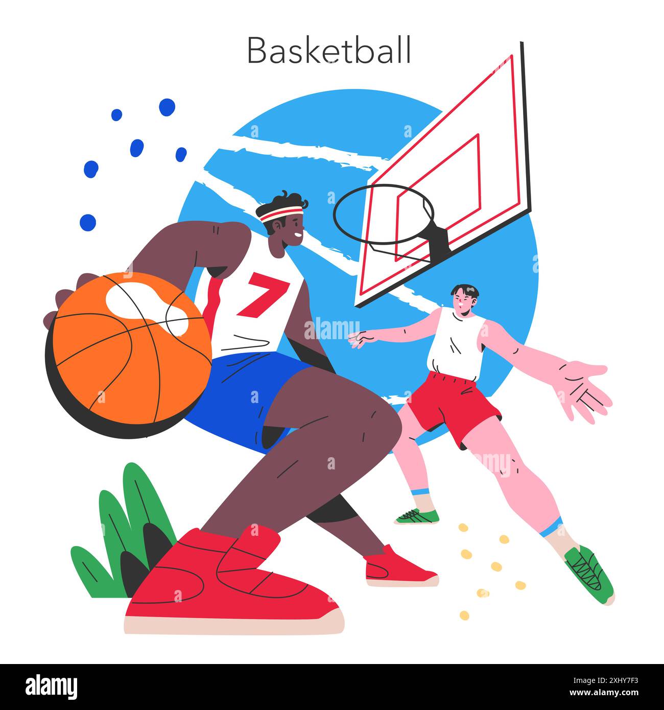 Summer sports concept. Dynamic basketball players in action on the ...