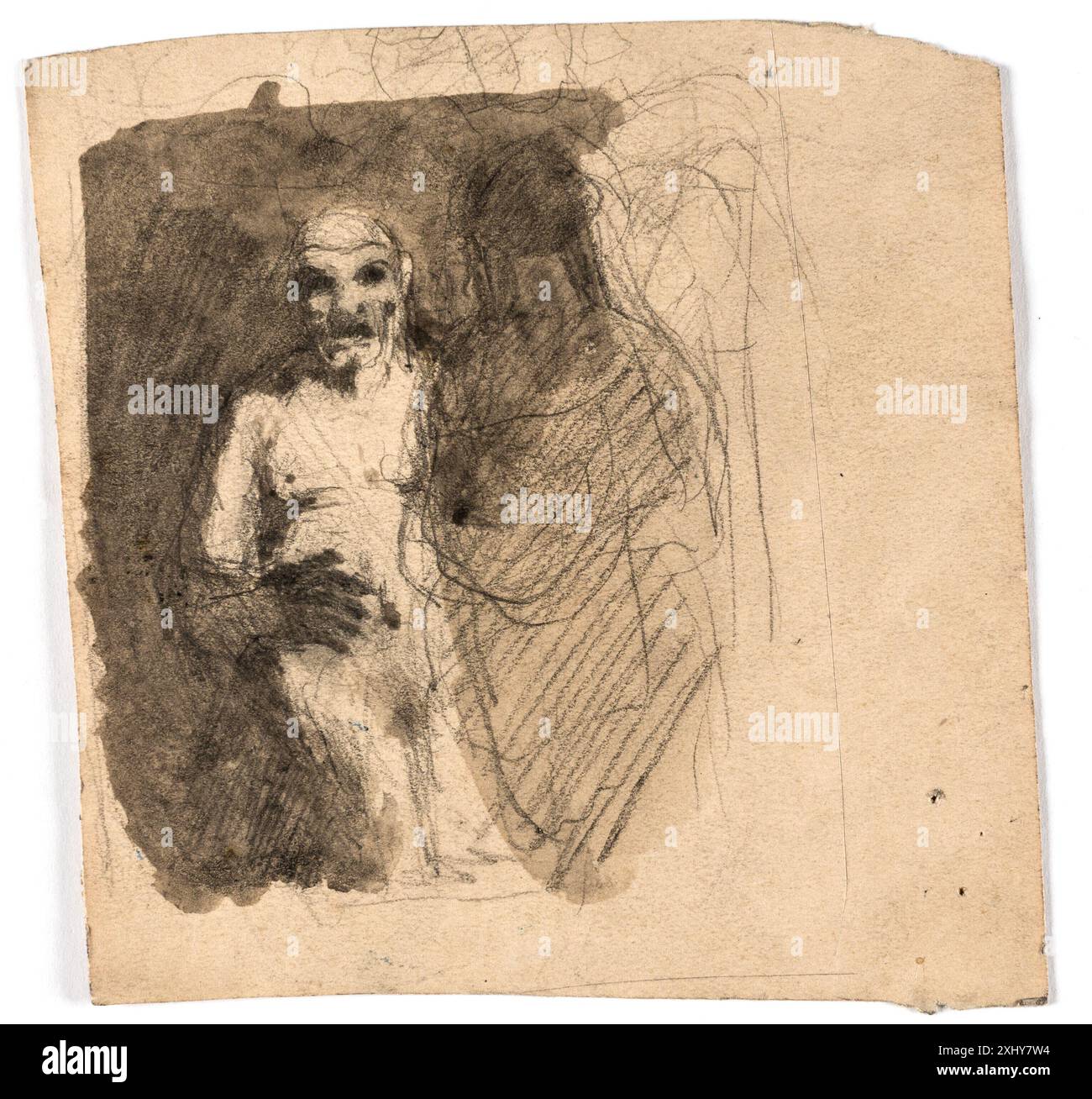 Drawing by Oluf Hartmann showing two figures facing each other ...