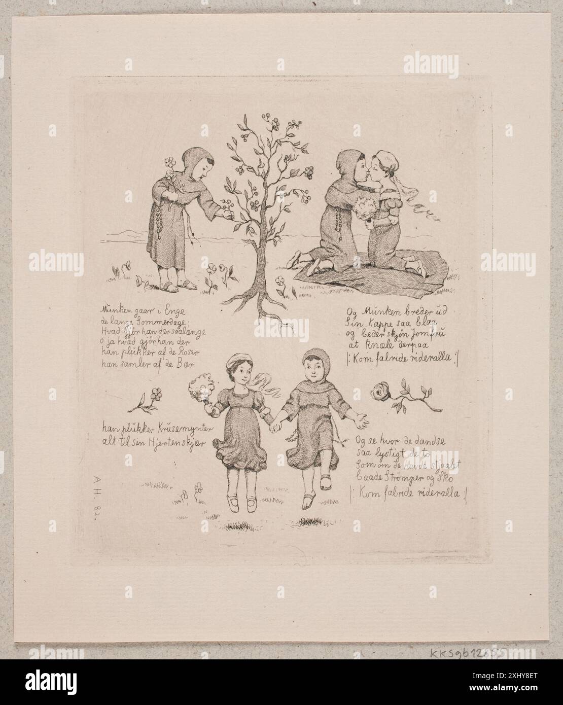 The monk goes in enge Helsted, Axel 1847 - 1907 Etching, Print Munken ...