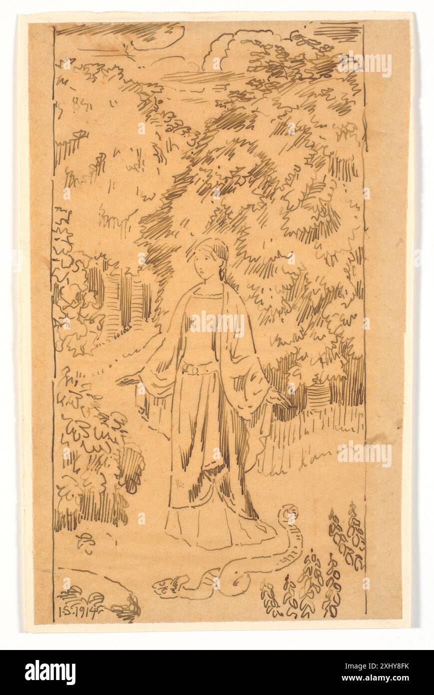 Chalk with folk song motif (the virgin in the wormham) Skovgaard ...