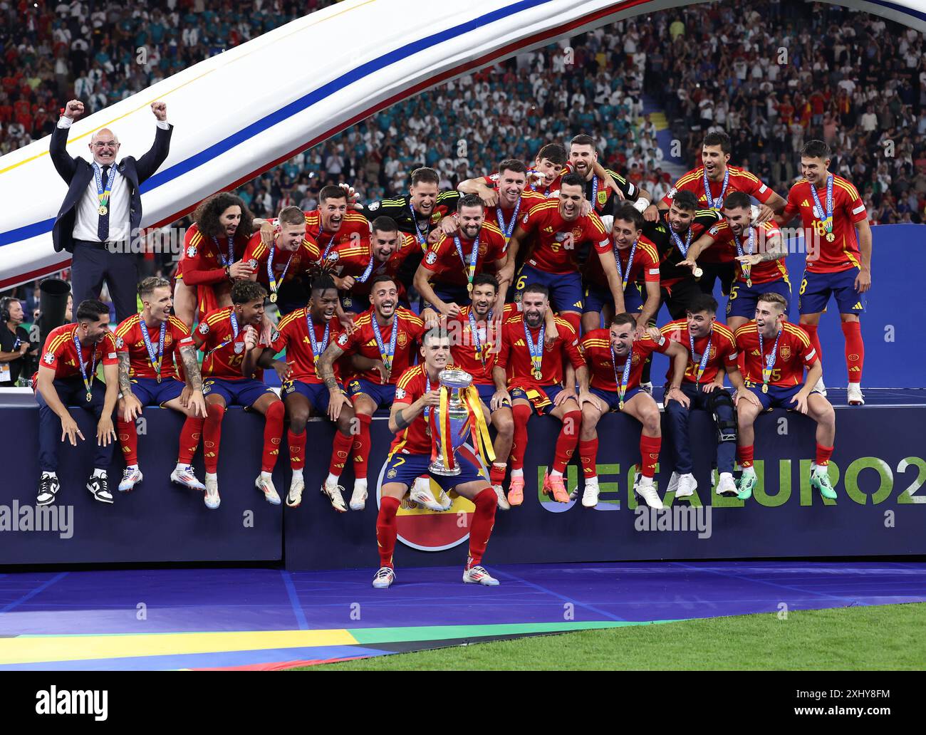 Berlin, Germany, 14th July 2024. Alvaro Morata of Spain celebrates with ...