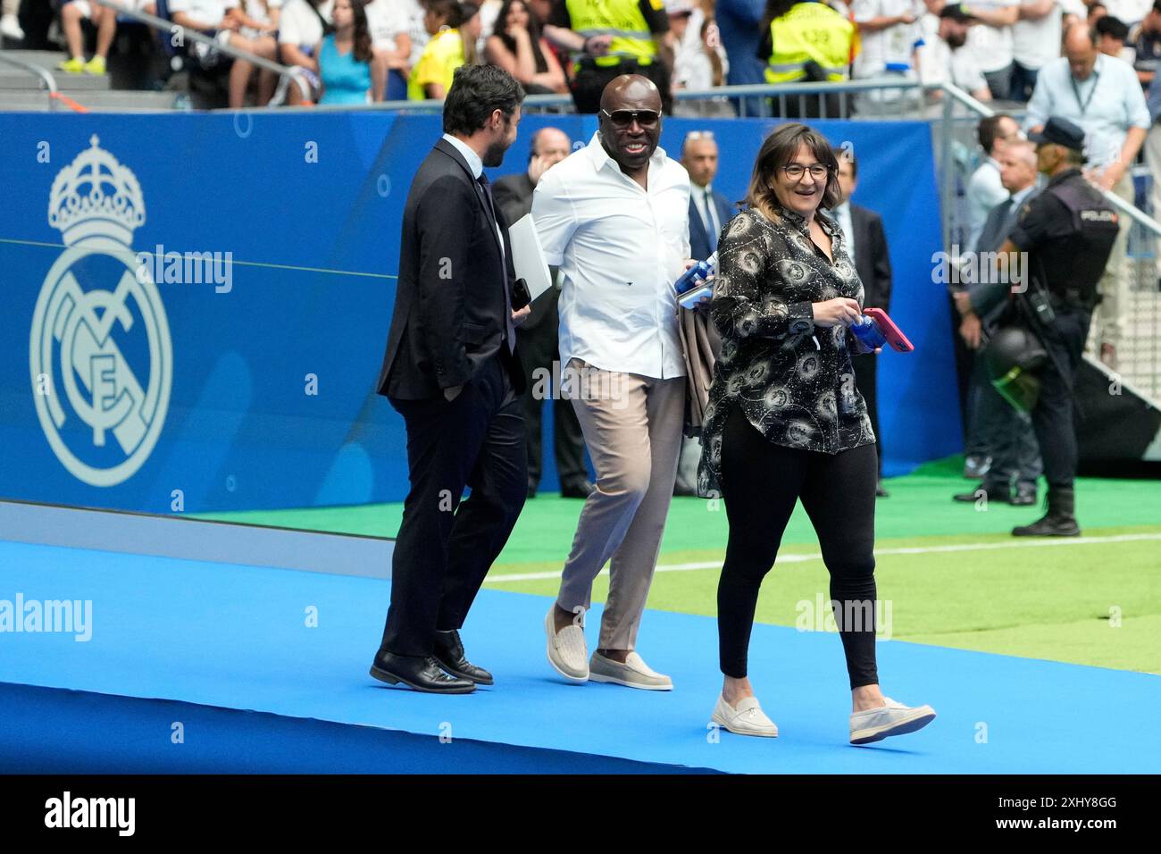 Kylian Mbappe parents during the Kylian Mbappe presentation at Santiago ...
