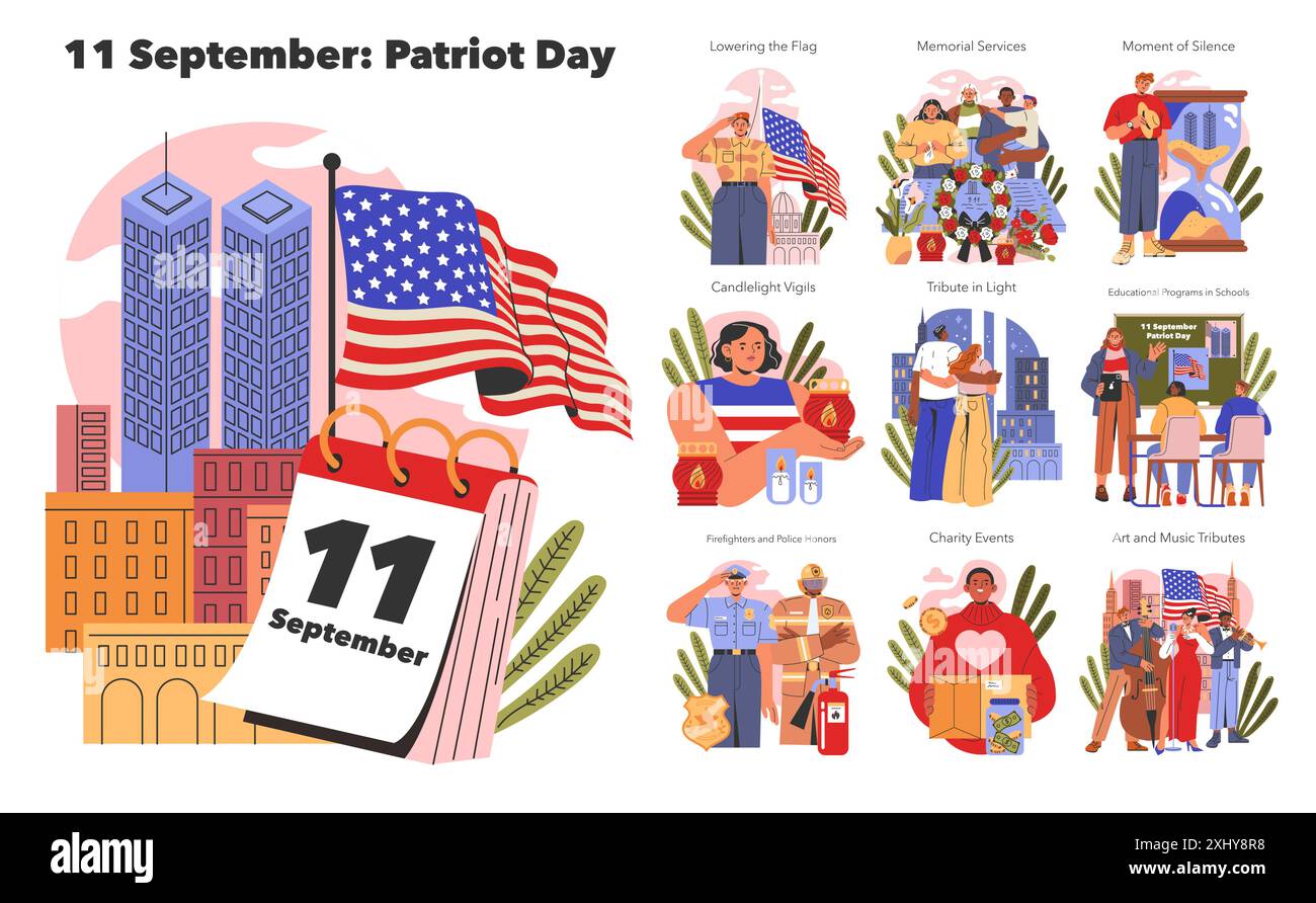 Patriot Day set. Remembrance activities and tributes for 9 11 ...