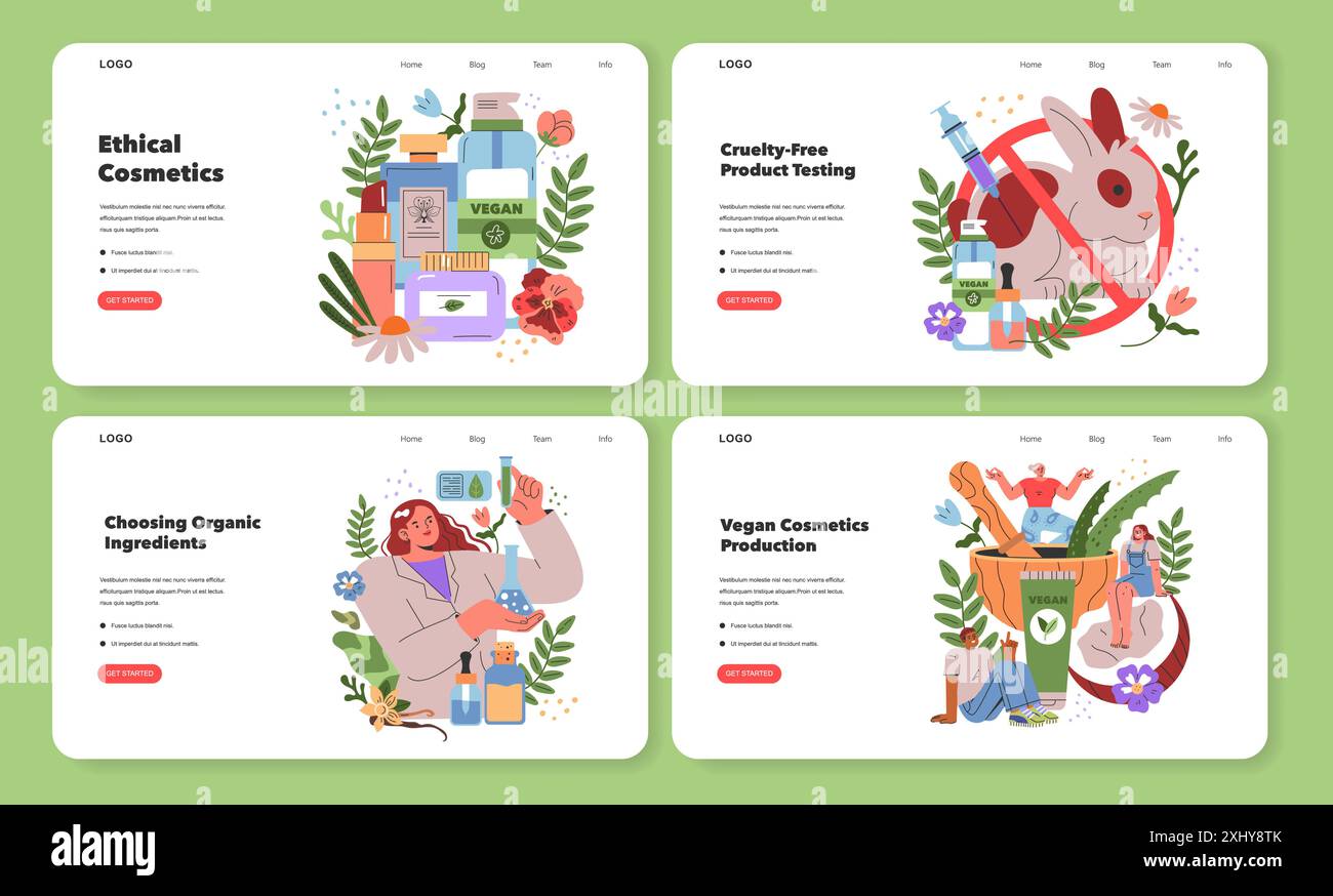 Ethical Cosmetics concept set. Advocating for eco-friendly beauty ...