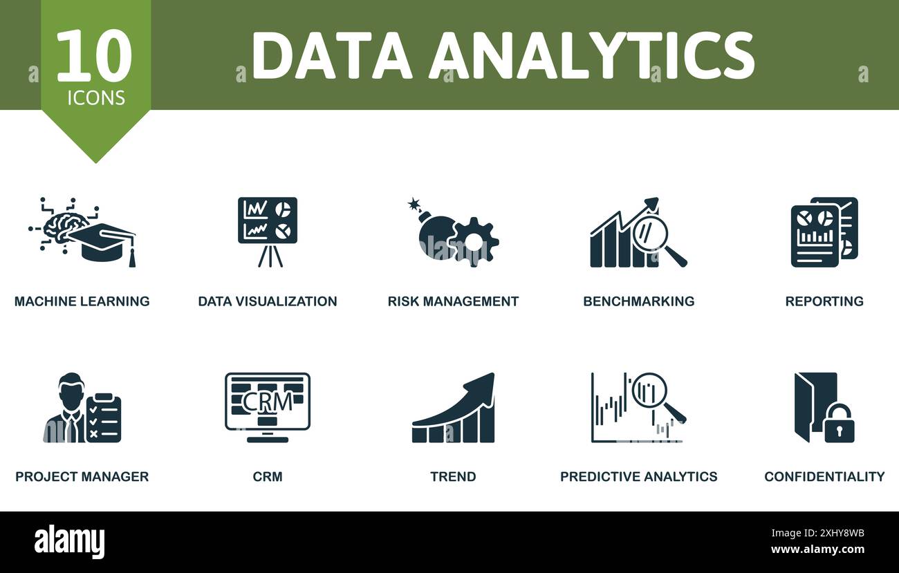 Data Analytics icon set. Machine Learning, Data Visualization, Risk ... Data Analytics icon set. Machine Learning, Data Visualization, Risk ...