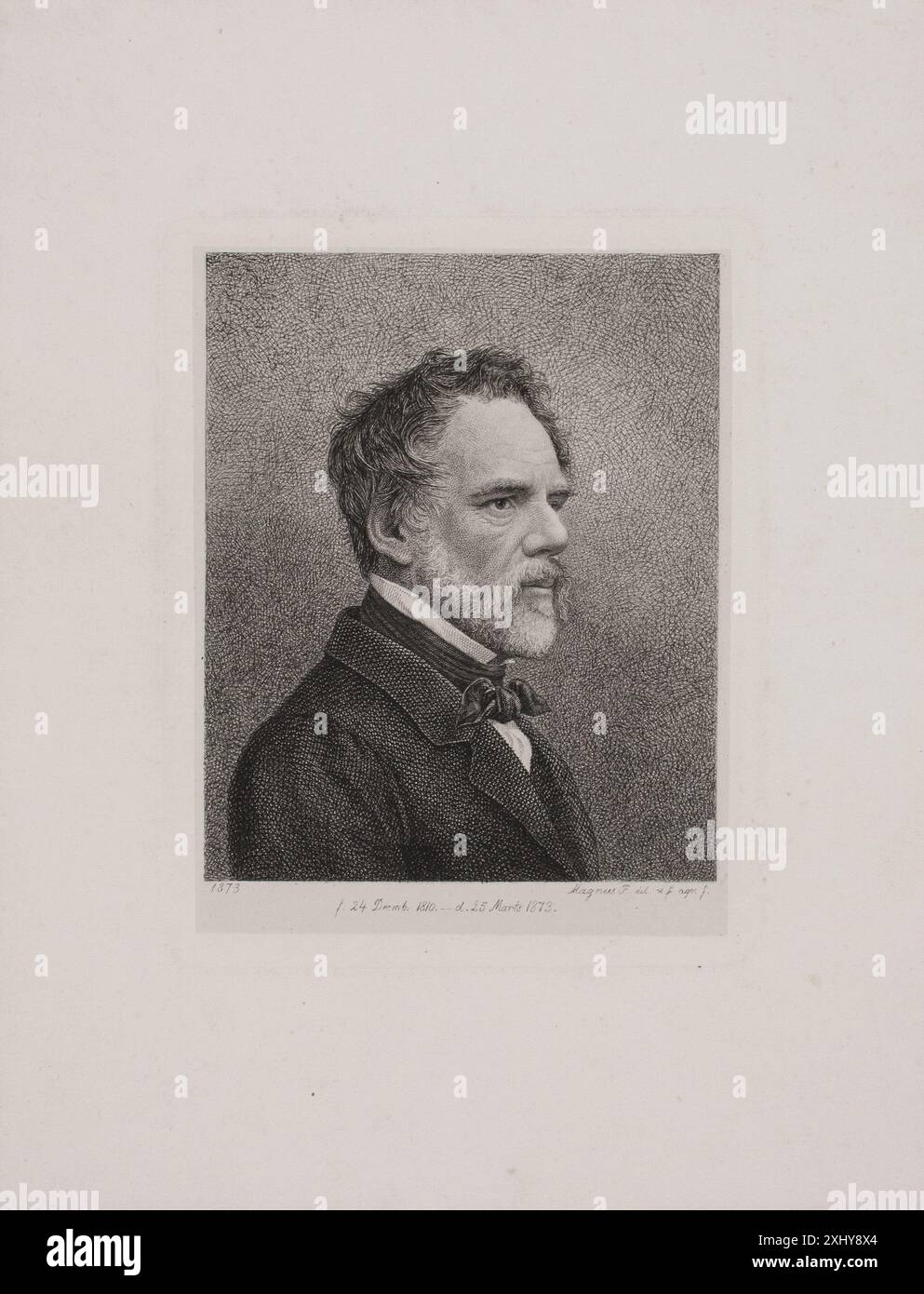 Etching by Julius Magnus-Petersen (1827–1917) depicting Vilhelm ...
