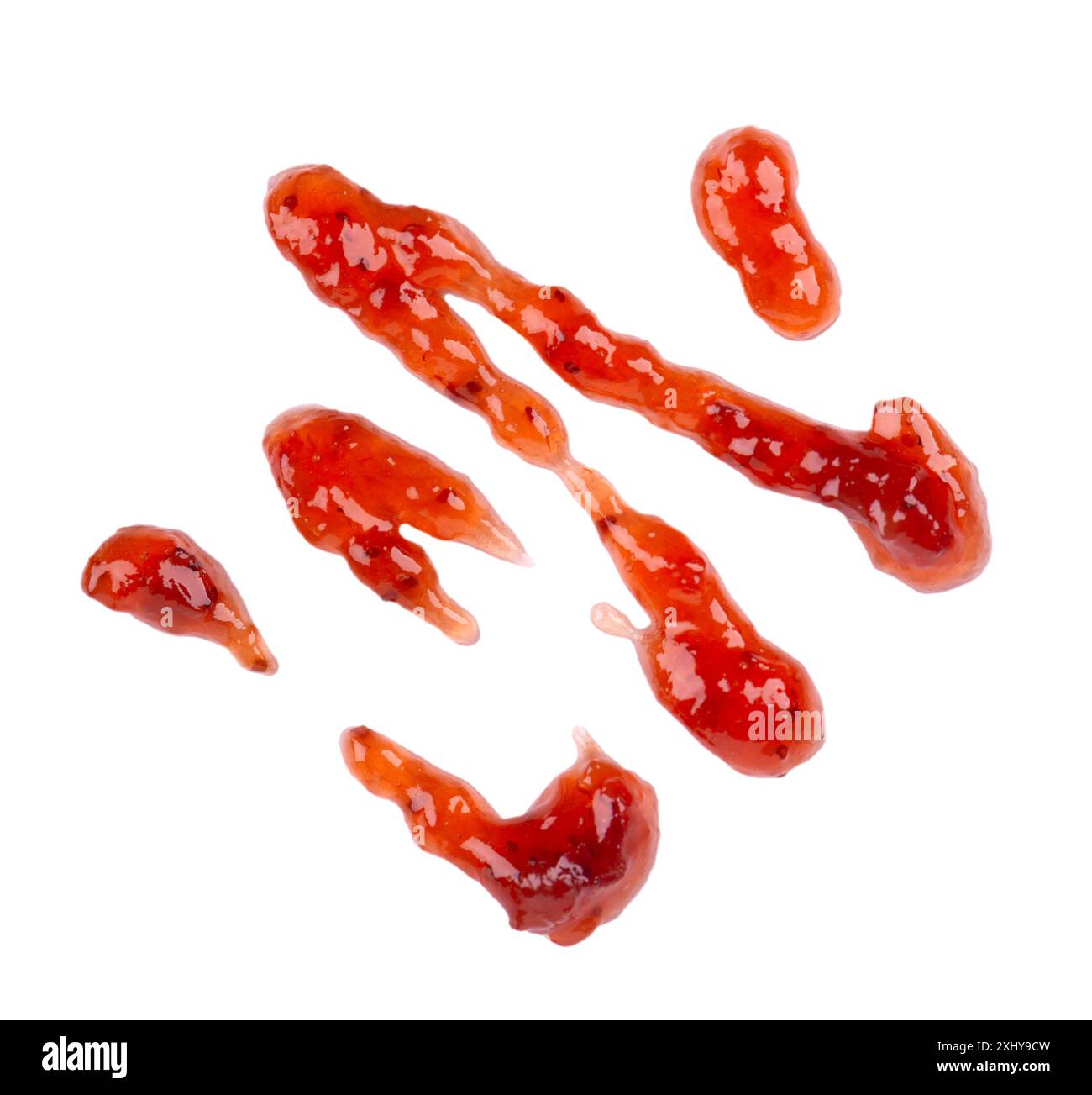 Strawberry thick jam drizzle, isolated on white background. Strawberry ...