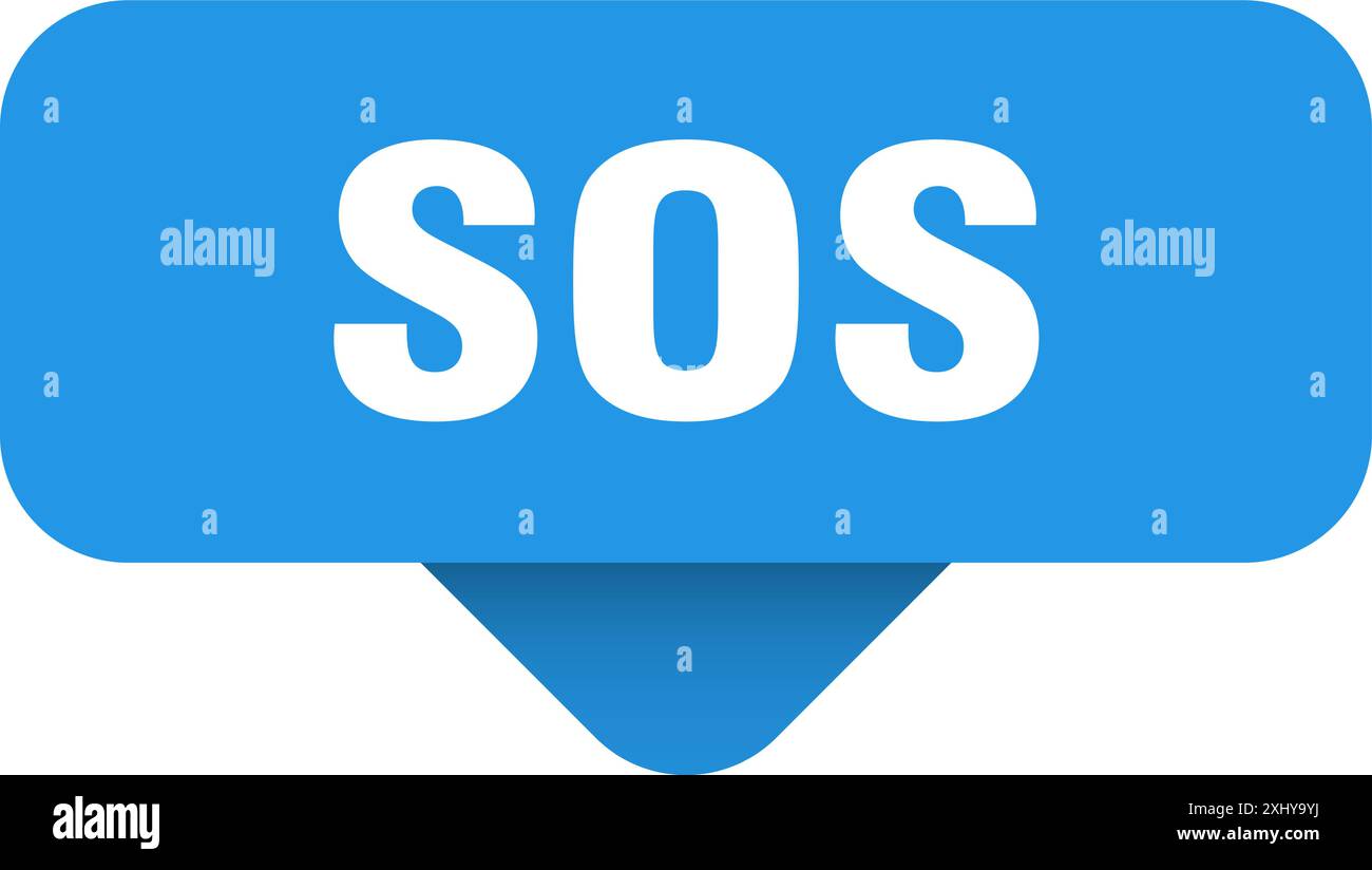 sos sticker. sos sign on transparent background. rectangular button ...
