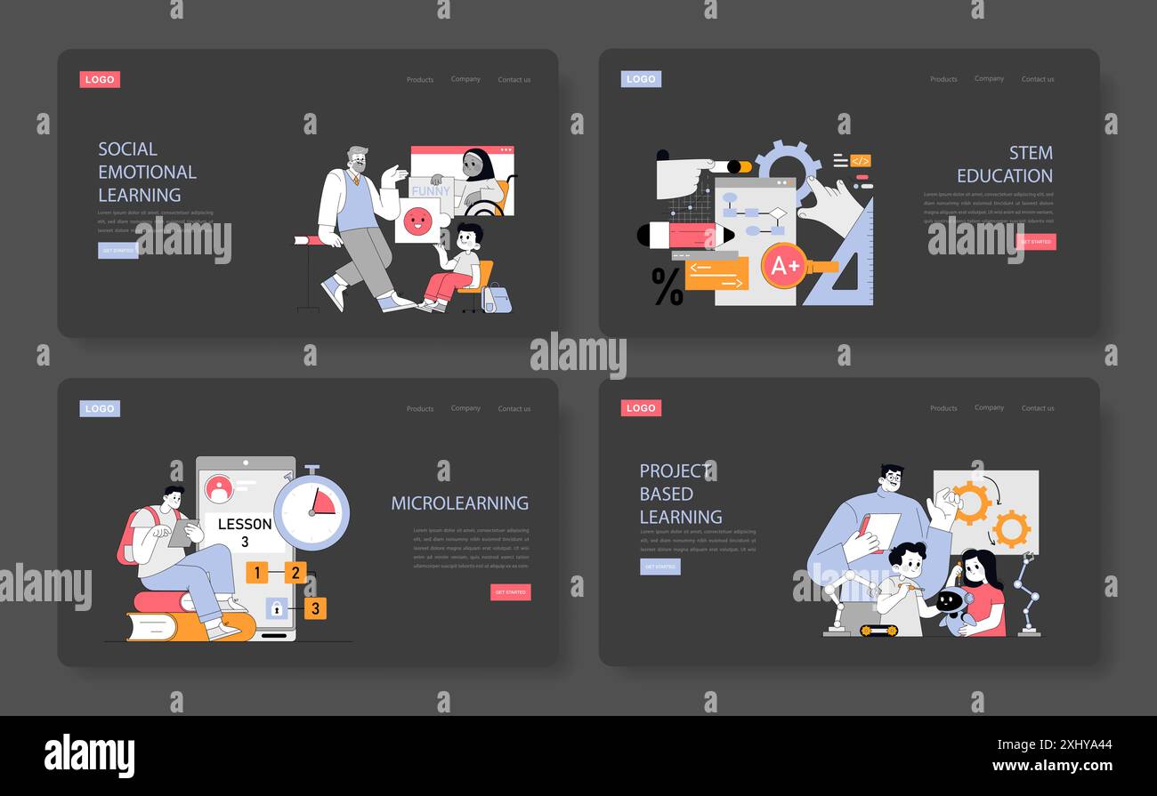 Education concepts set. Interactive sessions in social-emotional, STEM ...