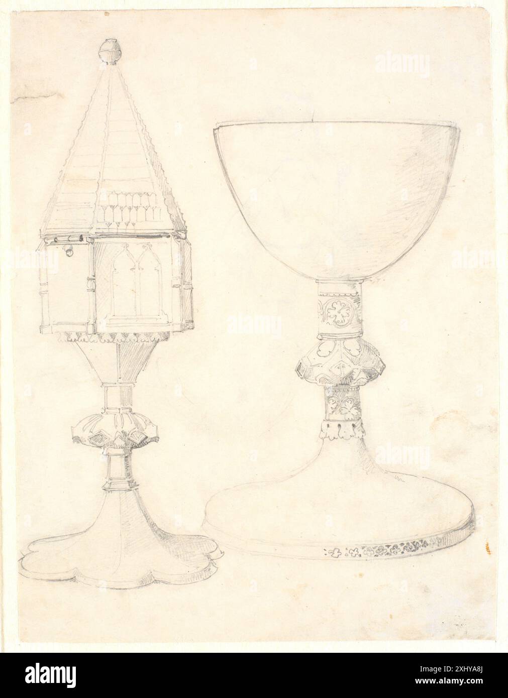 An altarbeaker and a monstrance, drawn after working in the National ...
