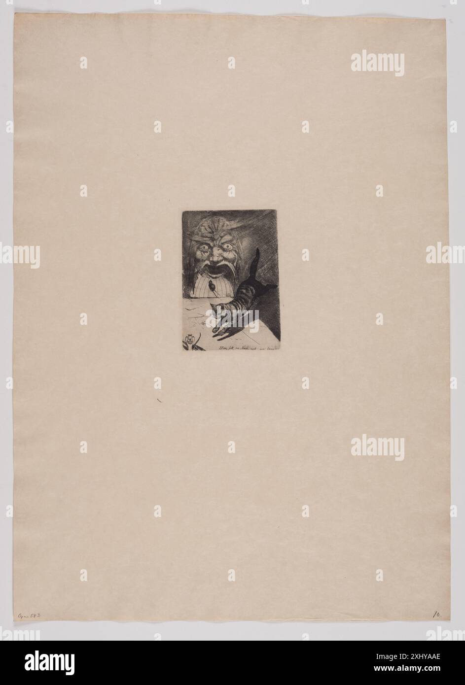 Engraving by Hans Nikolaj Hansen showing a figure with an unusually ...