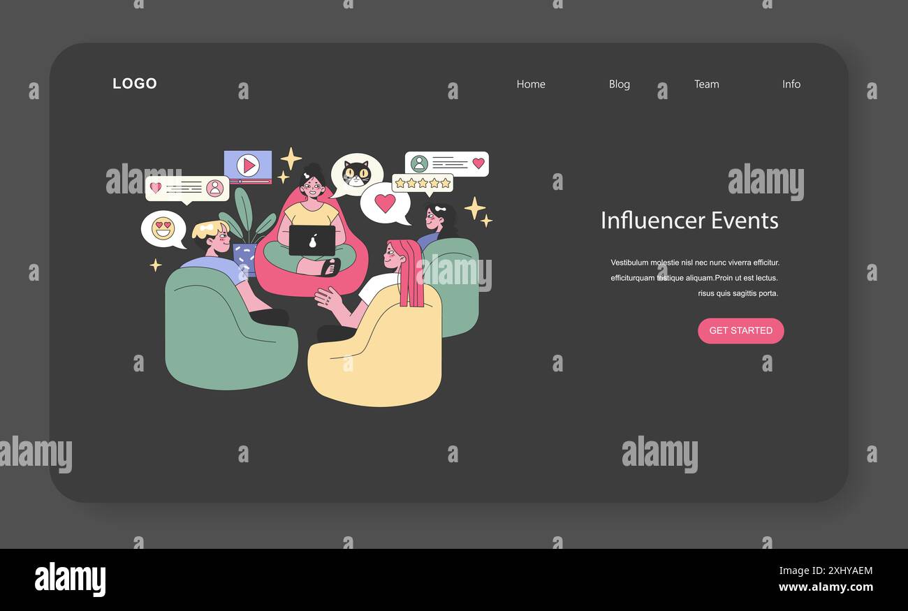 Social Influencers concept. Digital content creators engaging with ...