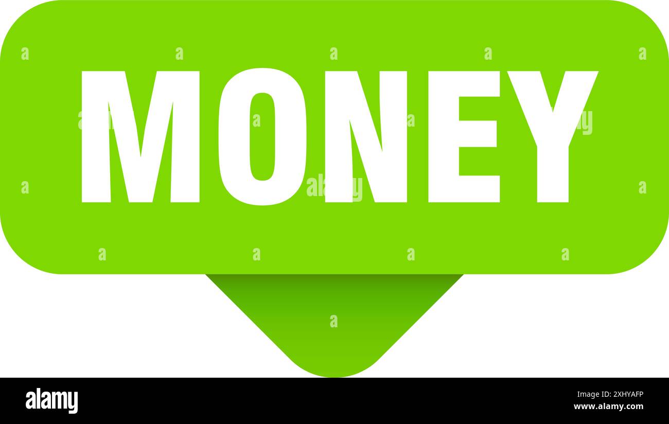 money sticker. money sign on transparent background. rectangular button ...