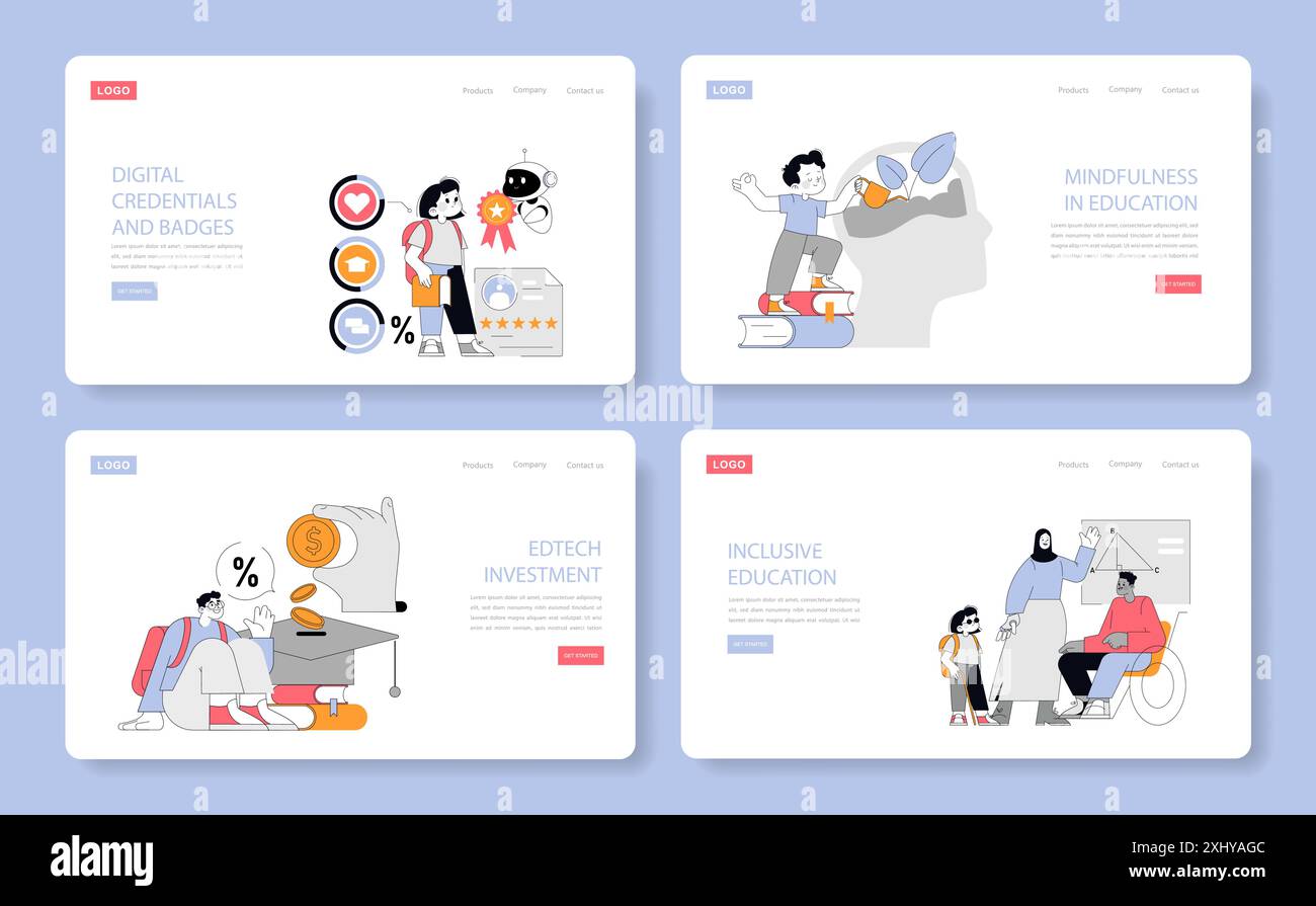 Education set. Digital badges, mindfulness, edtech investments, and ... Education set. Digital badges, mindfulness, edtech investments, and ...