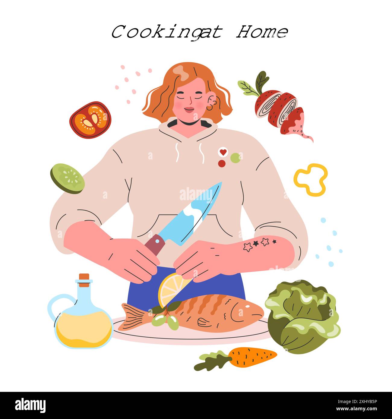 Low Histamine Diet concept. An illustration of healthy home cooking ...