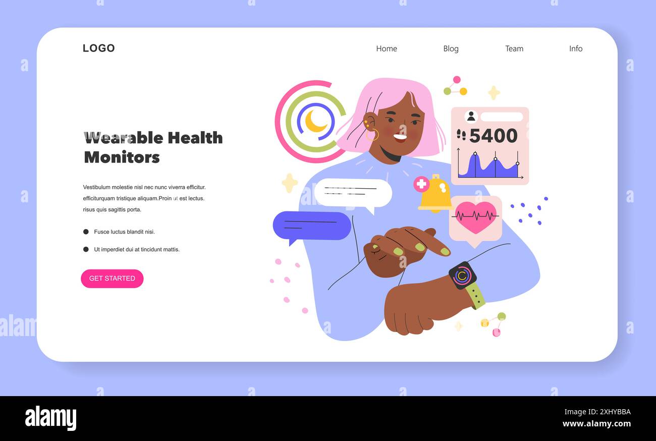 Wearable Health Monitor Concept. Woman using smartwatch for health ...