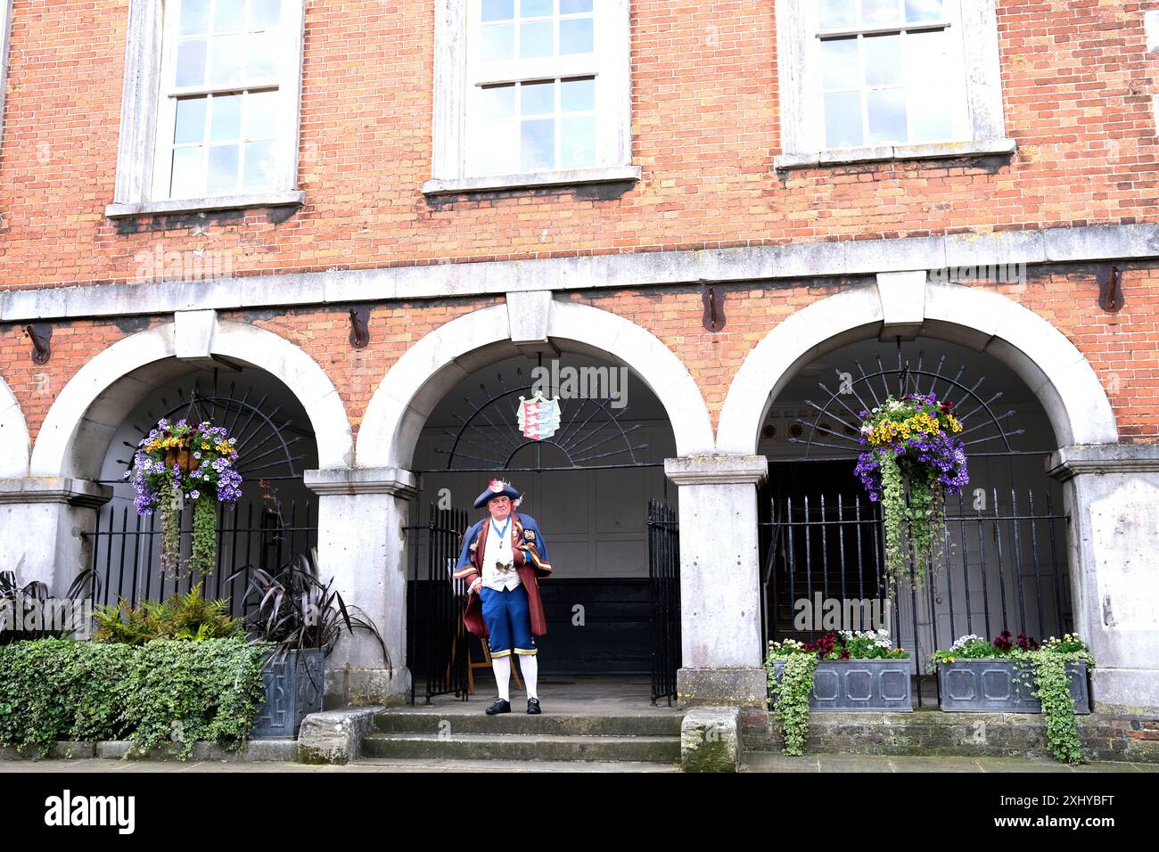 town crier outside a public authority building,rye town,east sussex,uk ...