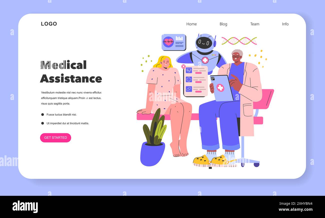 Robot Assistants concept. Futuristic healthcare with AI robot aiding ...