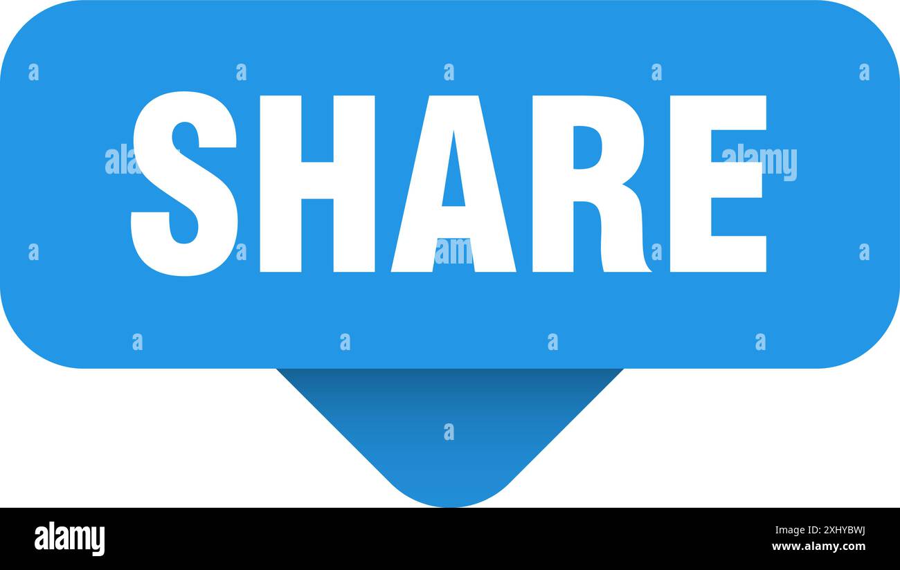 share sticker. share sign on transparent background. rectangular button ...
