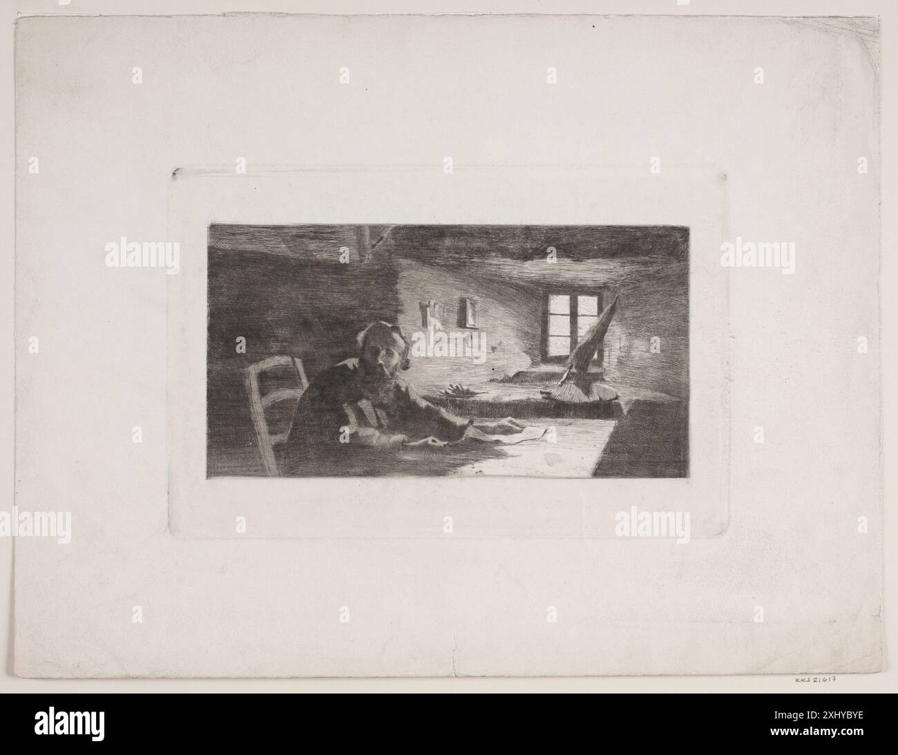 Interior with old man Jastrau, Viggo 1857 - 1946 Etching, Print ...