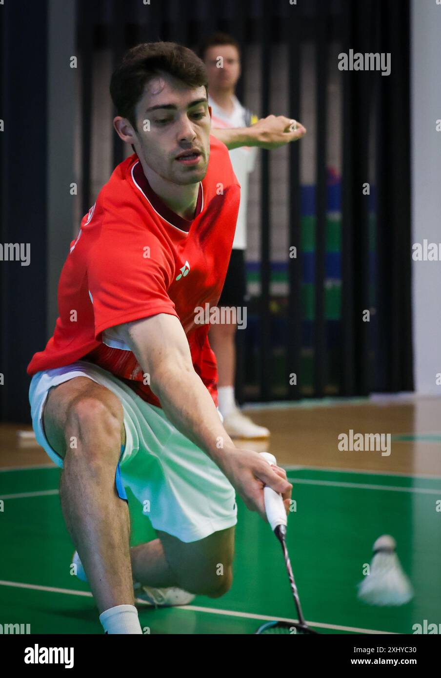 Belgian Julien Carraggi pictured in action during a badminton training ...