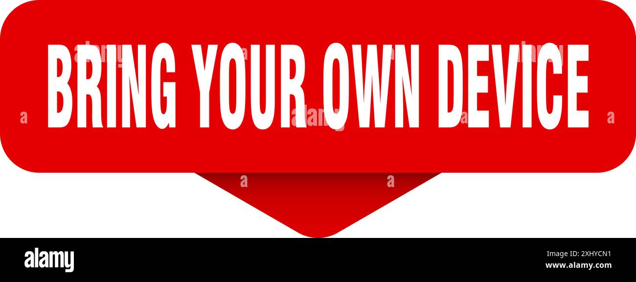 bring your own device sticker. bring your own device sign on transparent background. rectangular ...