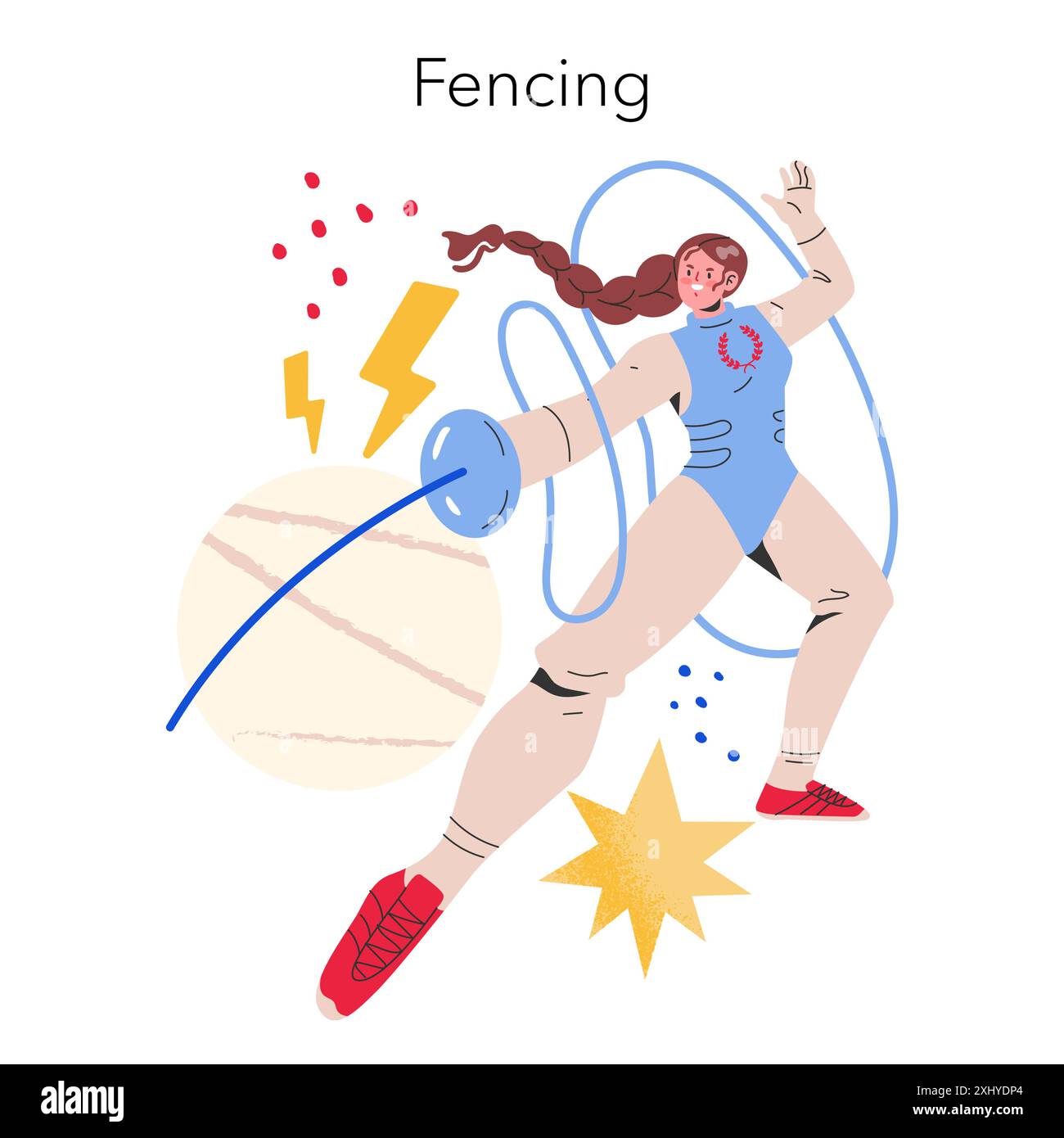 Fencing concept. An athlete in action, poised with a foil, showcasing ...