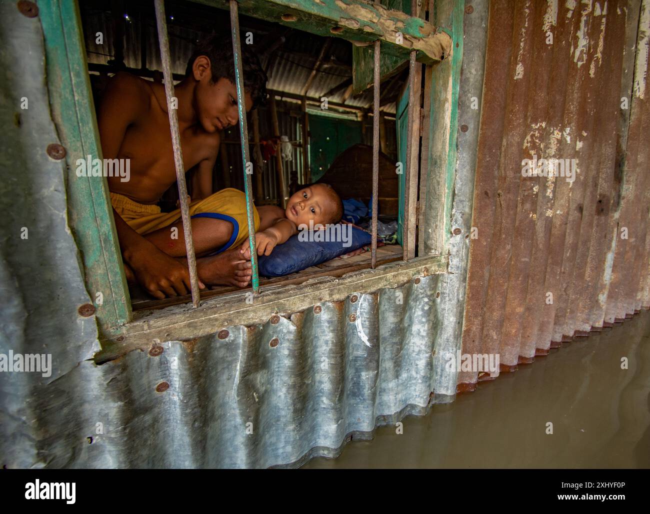 Flood affected villages in Northern Bangladesh, highlighting the ...