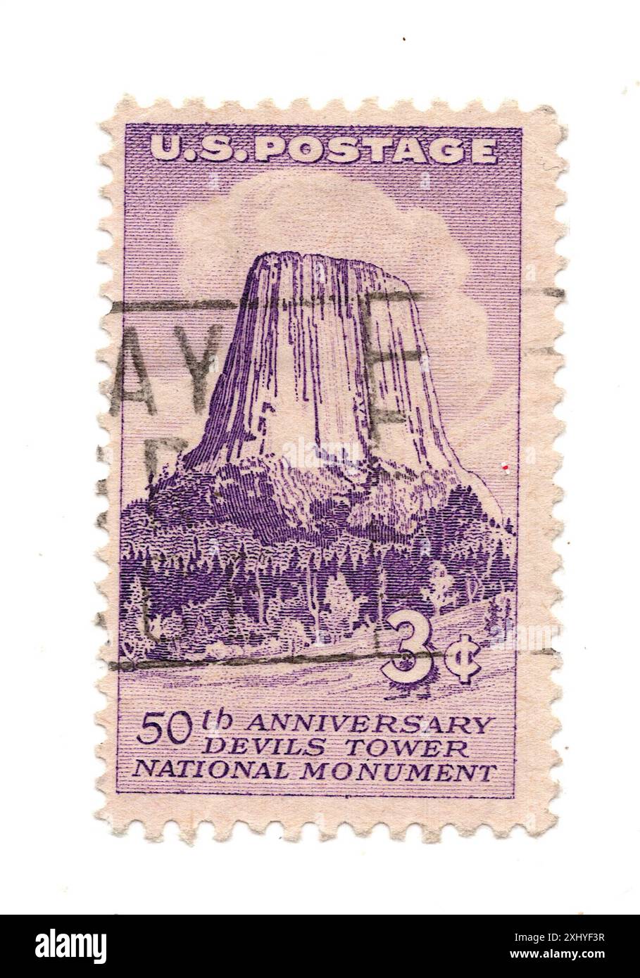 A vintage devils Tower National Monument postage stamp from the USA on ...