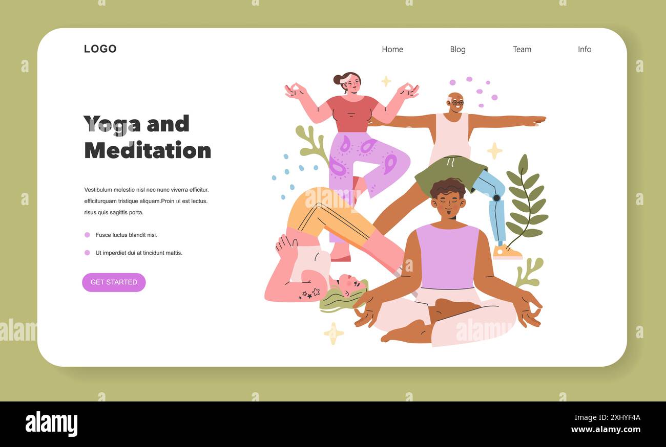 Yoga and Meditation concept. Diverse people practicing yoga poses and ...