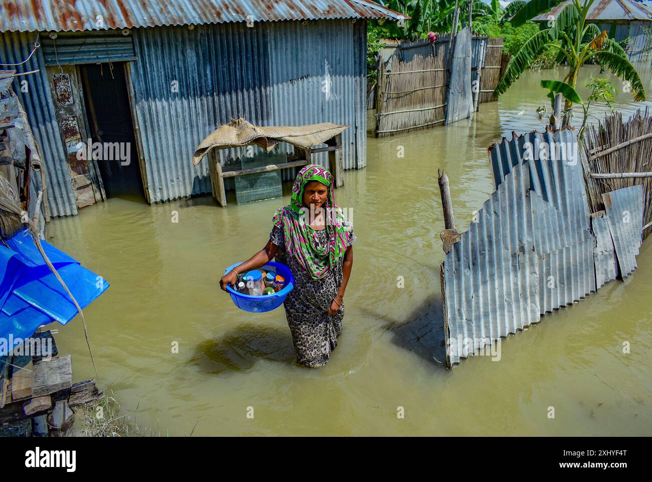 Flood affected villages in Northern Bangladesh, highlighting the ...