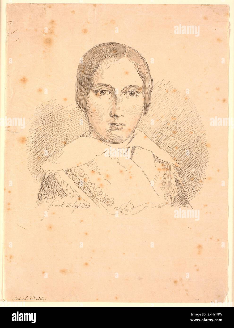 Portrait of a young girl Lundbye, Johan Thomas 1818 - 1848 Drawing ...