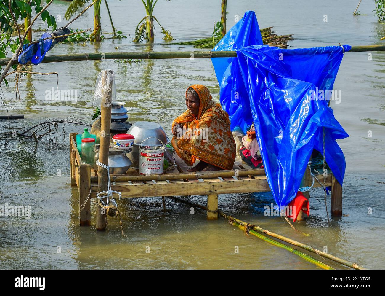 Flood affected villages in Northern Bangladesh, highlighting the ...