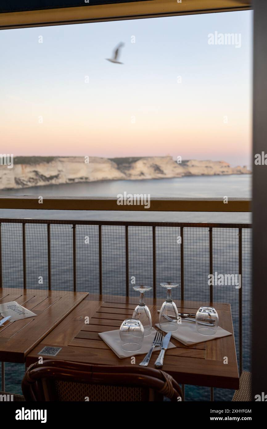 cliffside restaurant in Bonifacio, Corsica France Stock Photo - Alamy