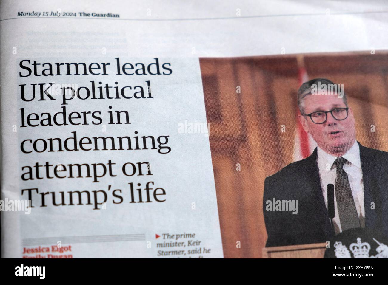 Keir 'Starmer leads UK political leaders in condemning attempt on Trump's life' Guardian ...