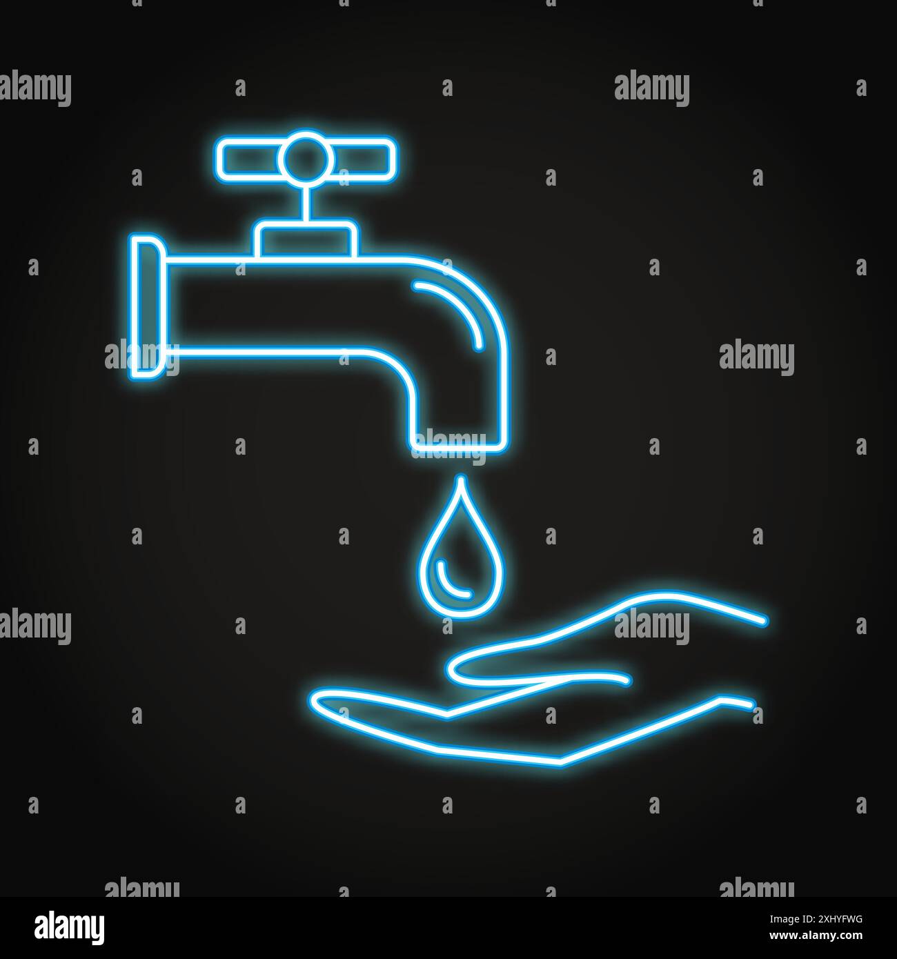 Water crisis, shortage neon line icon. Save water concept. Vector ...