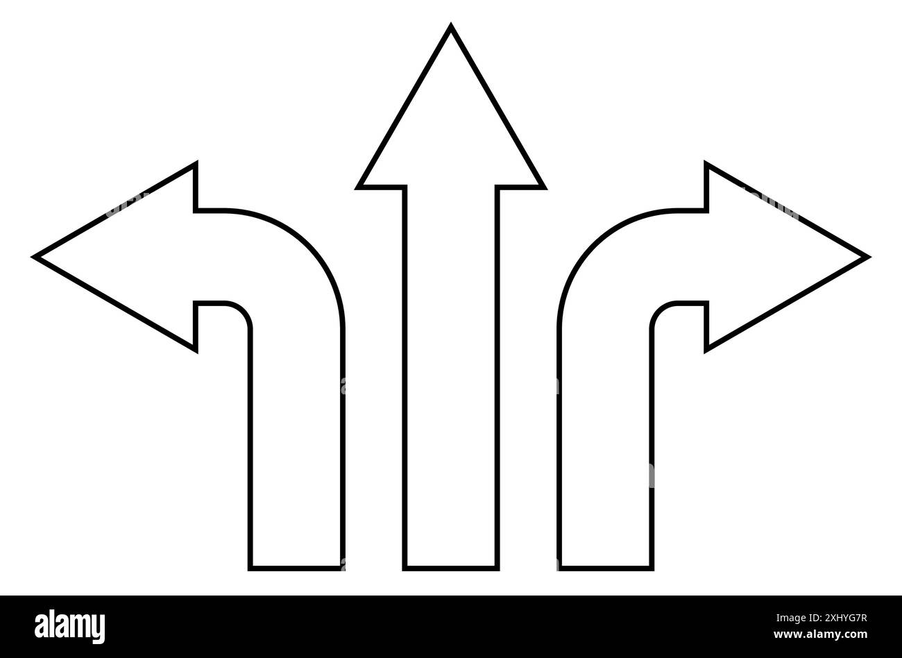 arrow shape symbol set - arrow pointing to the left, right and straight forward, black and white ...