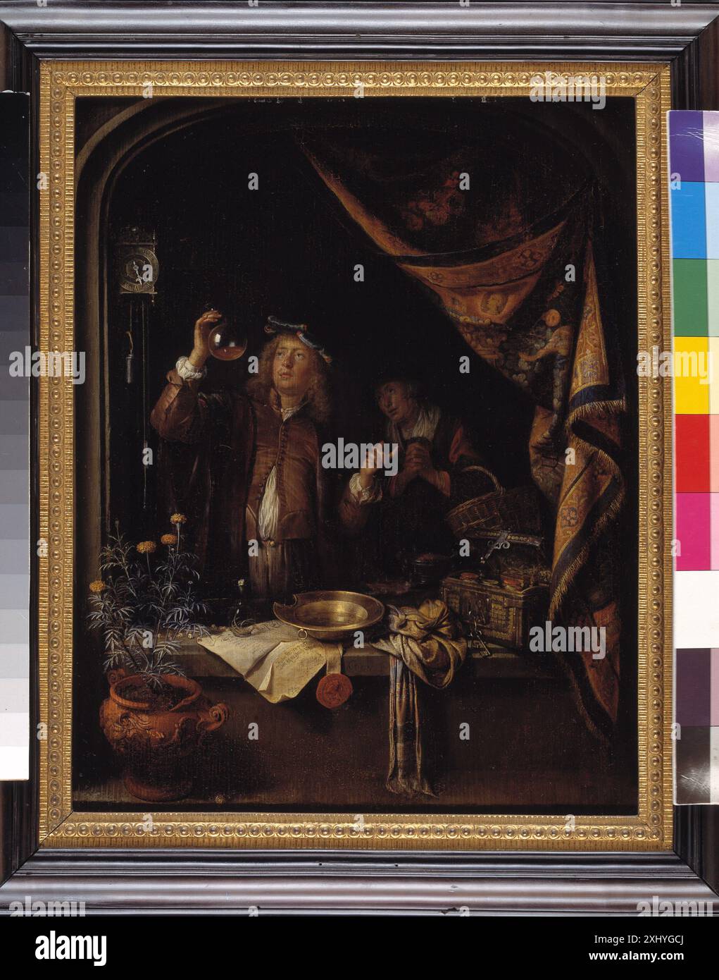 Painting by Gerard Dou titled 'A Visit to the Doctor,' showing a ...