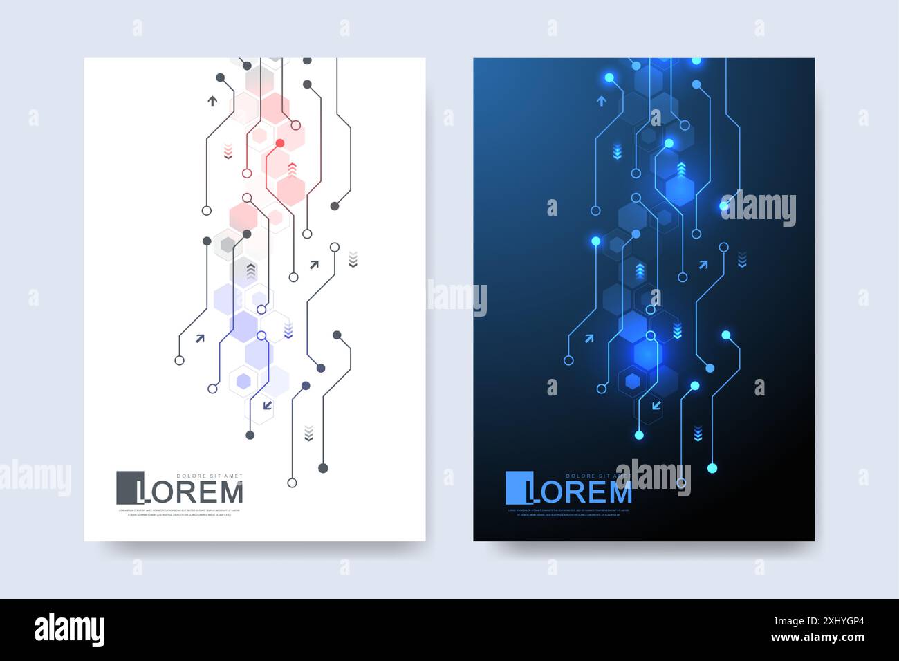Modern technology cover template design for a report and brochure ...