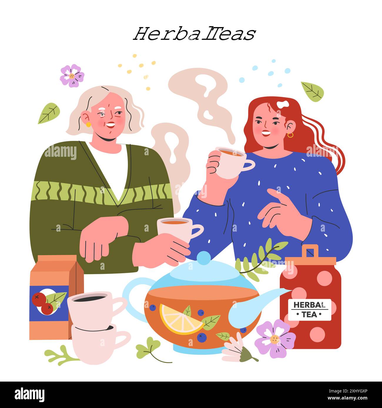 Sharing tea Stock Vector Images - Alamy