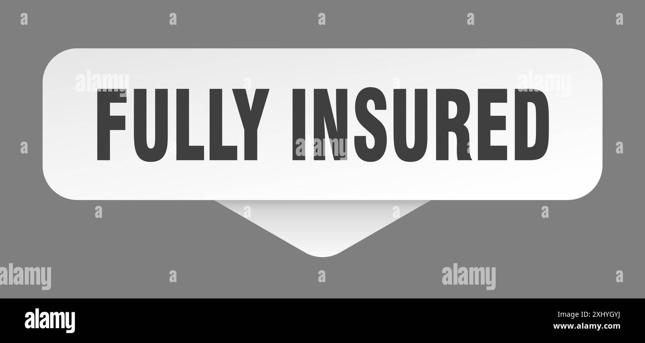 fully insured sticker. fully insured sign isolated on gray background. rectangular button Stock ...