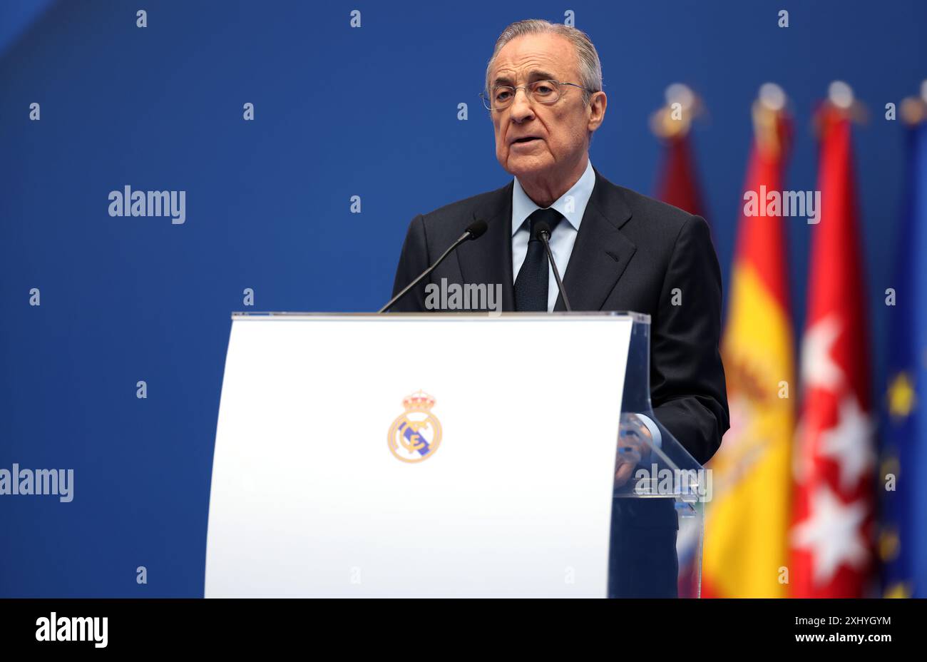 Real Madrid president Florentino Perez before the presentation of new ...