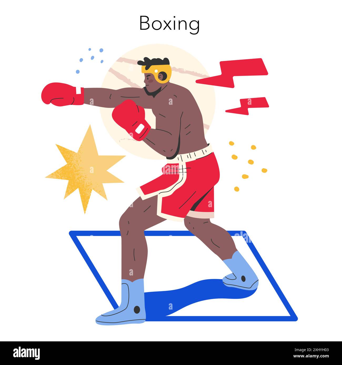 boxing concept. Dynamic illustration of a boxer in a fighting stance ...