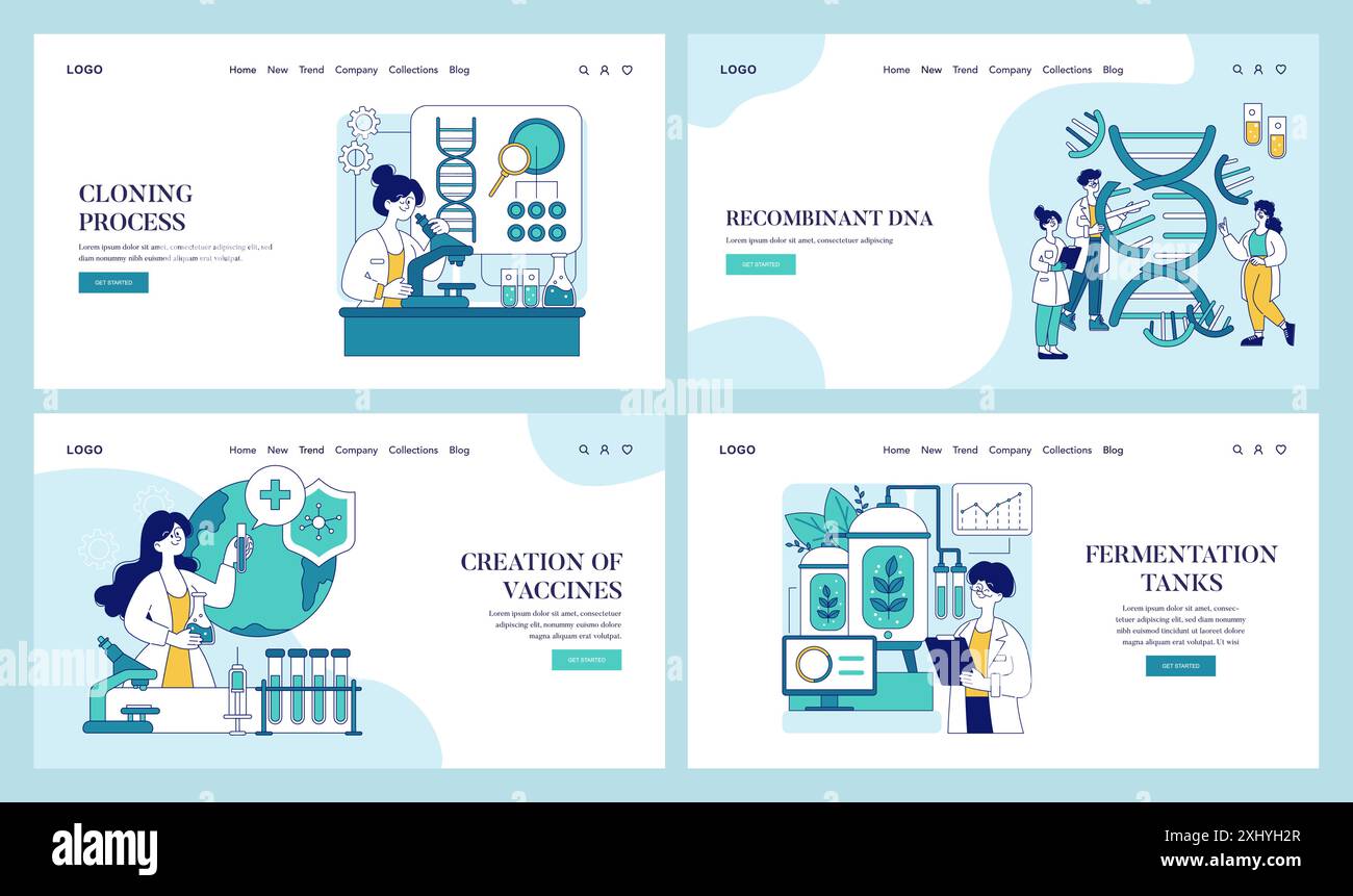 Biotechnology set. Genetic engineering and medical research ...