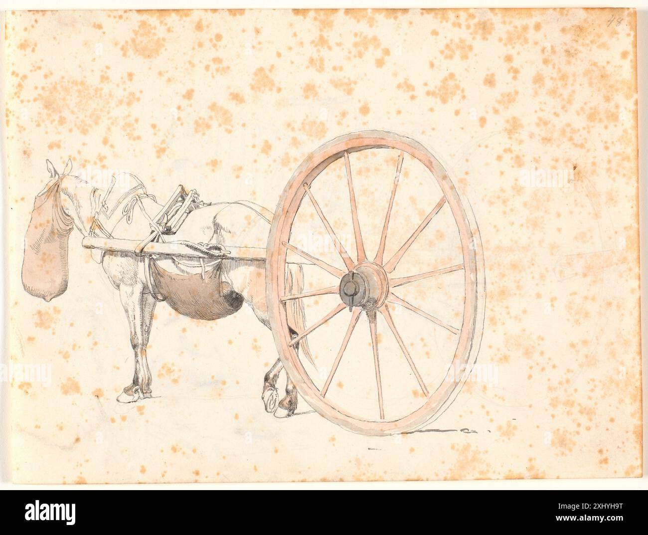 A detailed drawing by Johan Thomas Lundbye (1818-1848) showing a ...