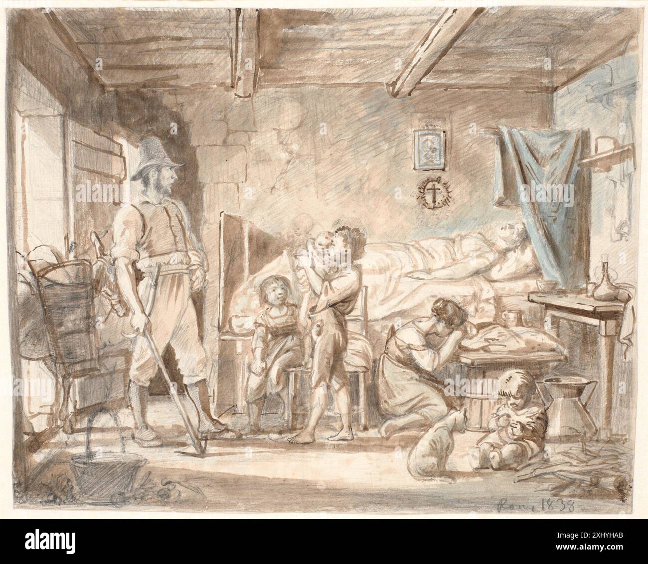 The return to the motherless Marstrand, Wilhelm 1810 - 1873 Drawing ...