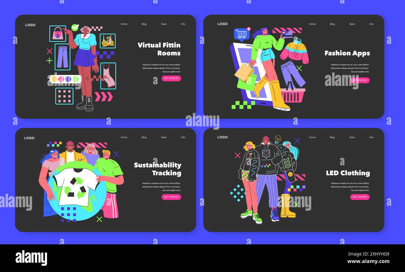 Fashion Tech set. Innovative digital solutions transforming the ...