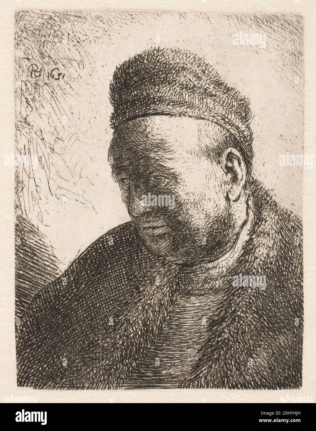 Bust of a beardless man (Rembrandt's father?) in a fur cloak and cap ...
